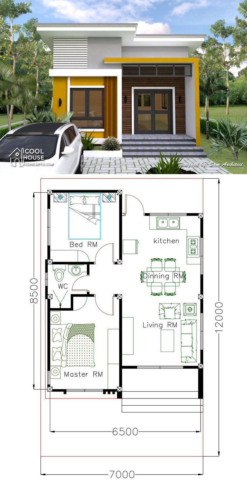 2 Bedroom Simple Small House Design With House Plan ~ - HousePlans 24
